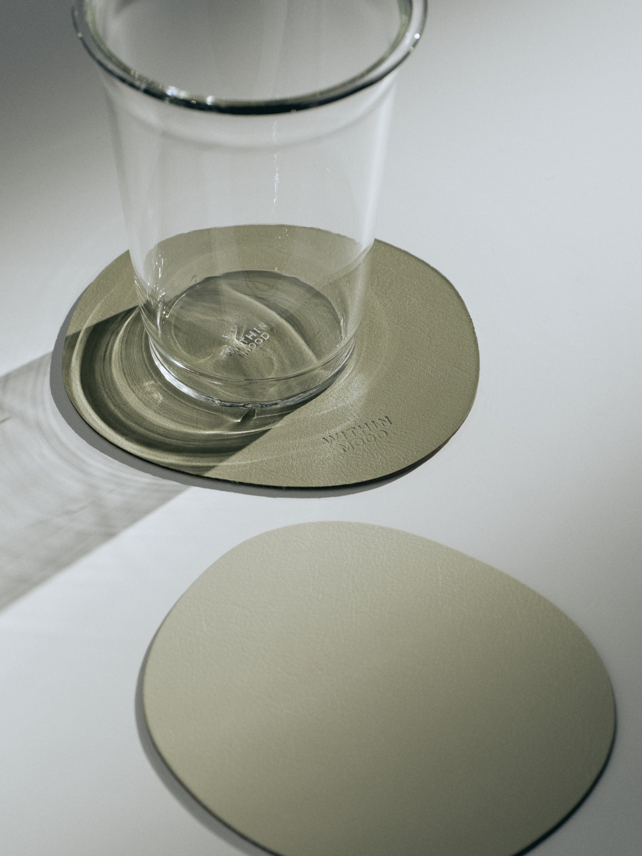 Glass coasters sage / cream green, pack of 2 | Within Mood
